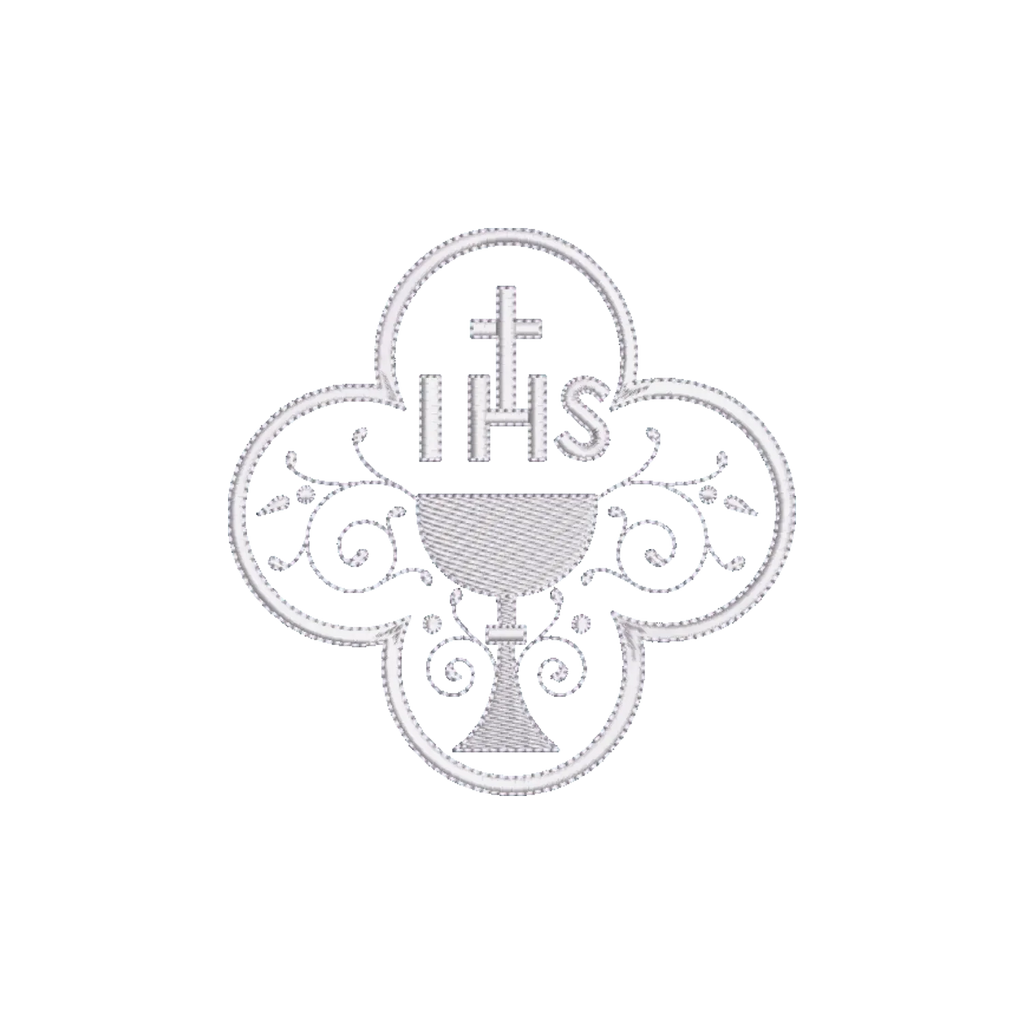 Chalice and IHS Quatrefoil | Altar Linen Machine Embroidery Design ...