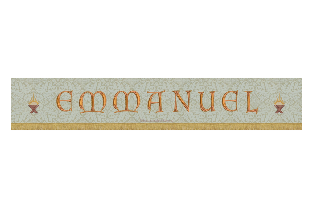 Emmanuel White Brocade Superfrontal | Christmas Altar – Ecclesiastical ...