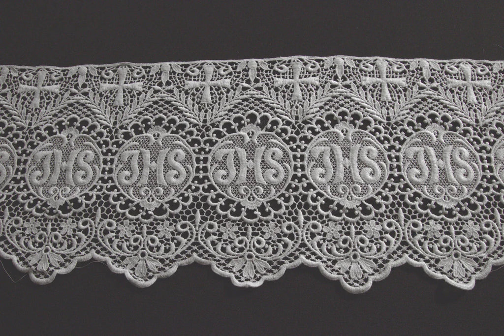 IHS and Grapes 8 1/2 inch Lace | Altar Cloth and Christening Gown Lace ...
