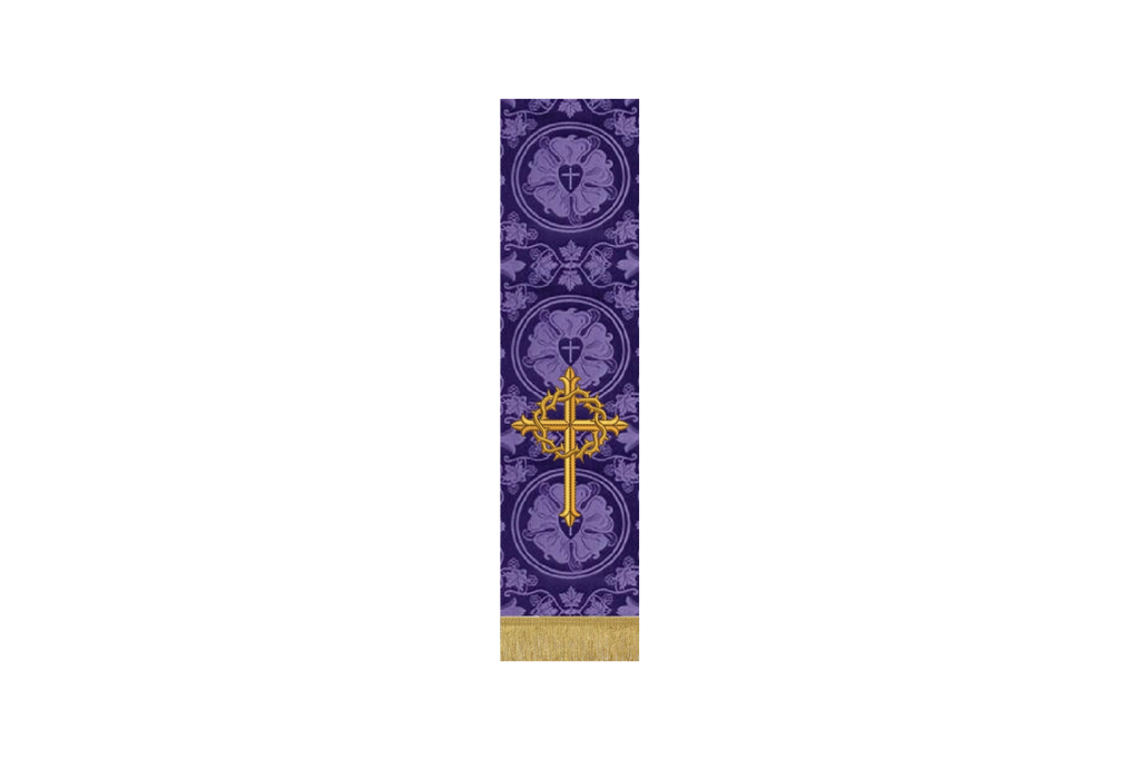Marcador bíblico violeta de Cuaresma: Cruz de flores y corona de espin ...
