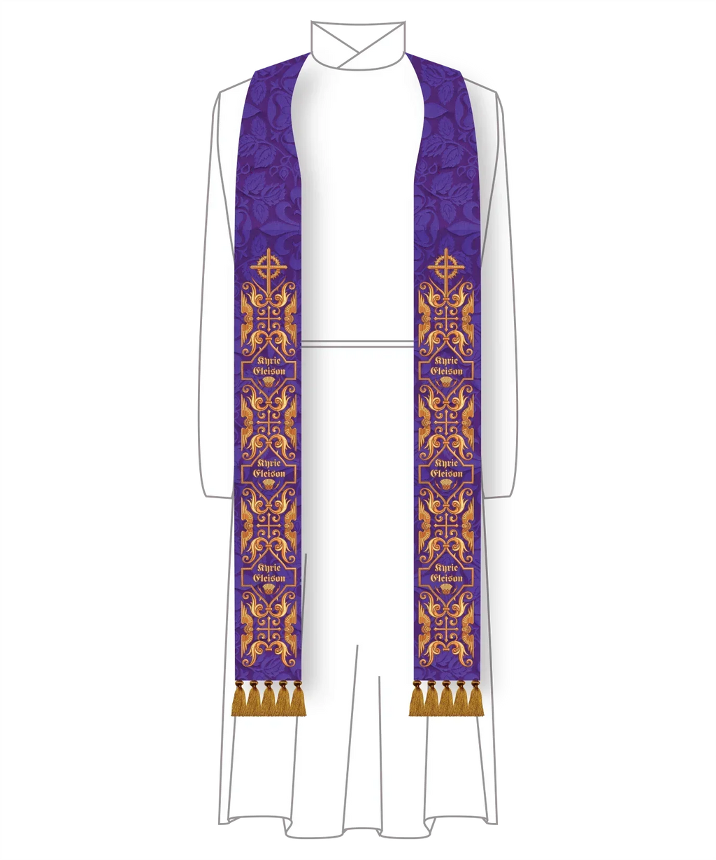 Lent Thistle Thorn Lattice Pastor Stole | Violet Clergy Priest Stole ...