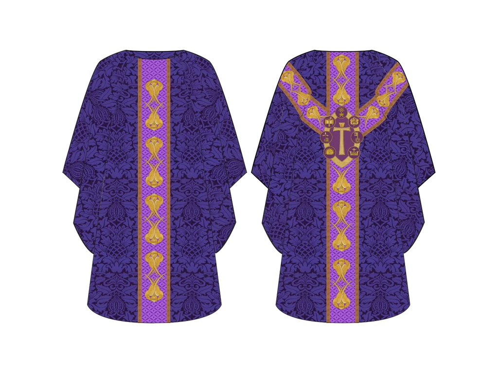 Tau Advent Chasuble in Violet with Gold Seraphim Orphrey Band ...