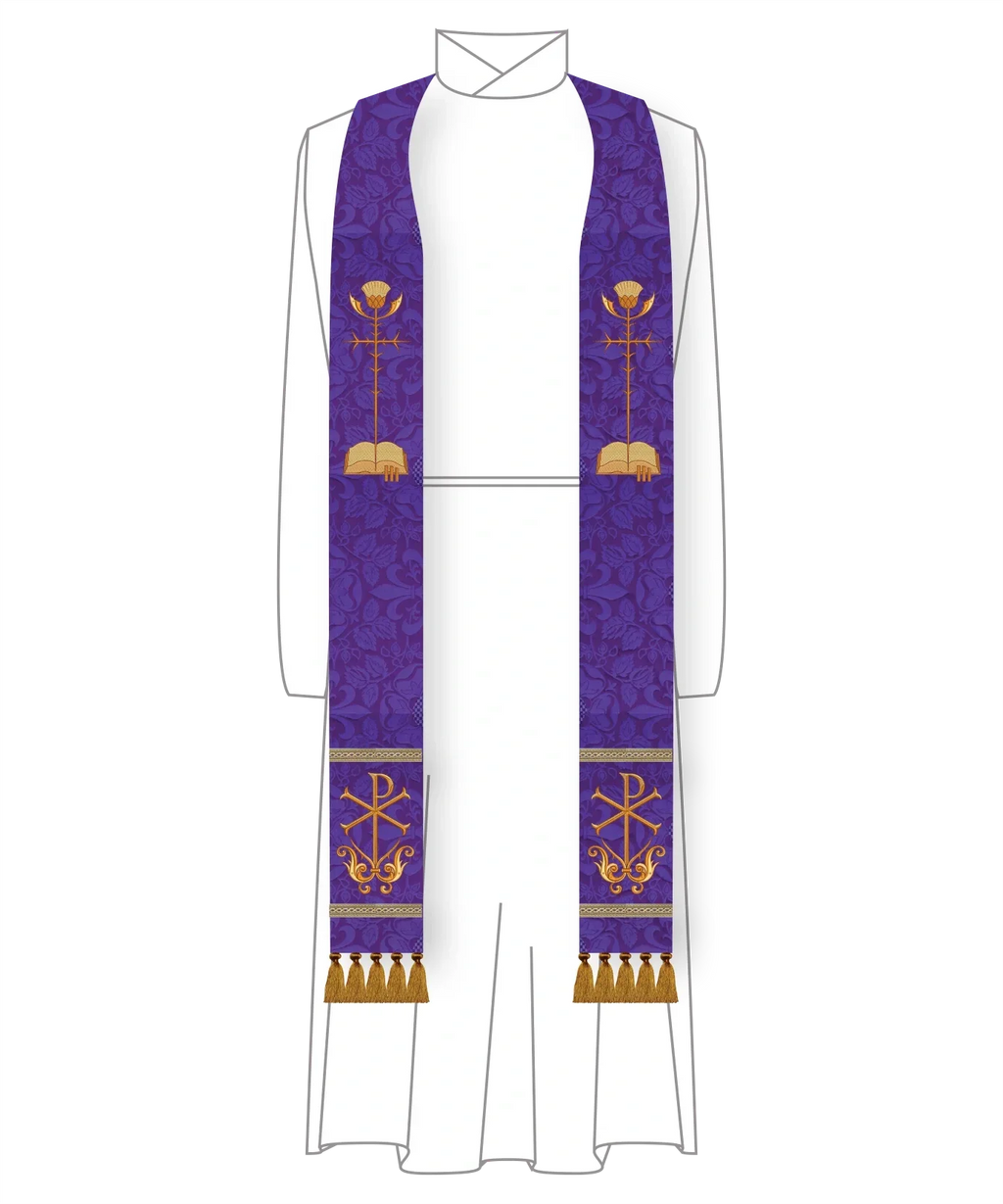 Thistle Bible Thistle Chi Rho Stoles | Purple Priest Liturgical Stoles ...