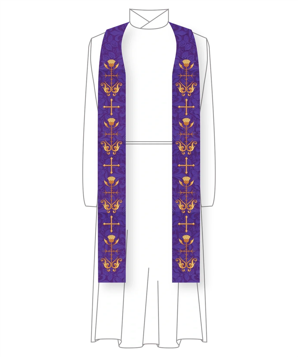 Thistle and Thorn Pastor Lent Stoles | Purple Priest Liturgical Stoles ...