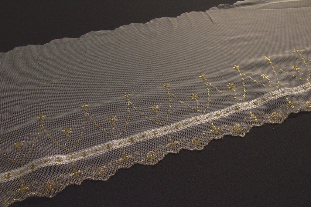 White and Gold Ribbon Netting Trim | Church Altar Lace – Ecclesiastical ...