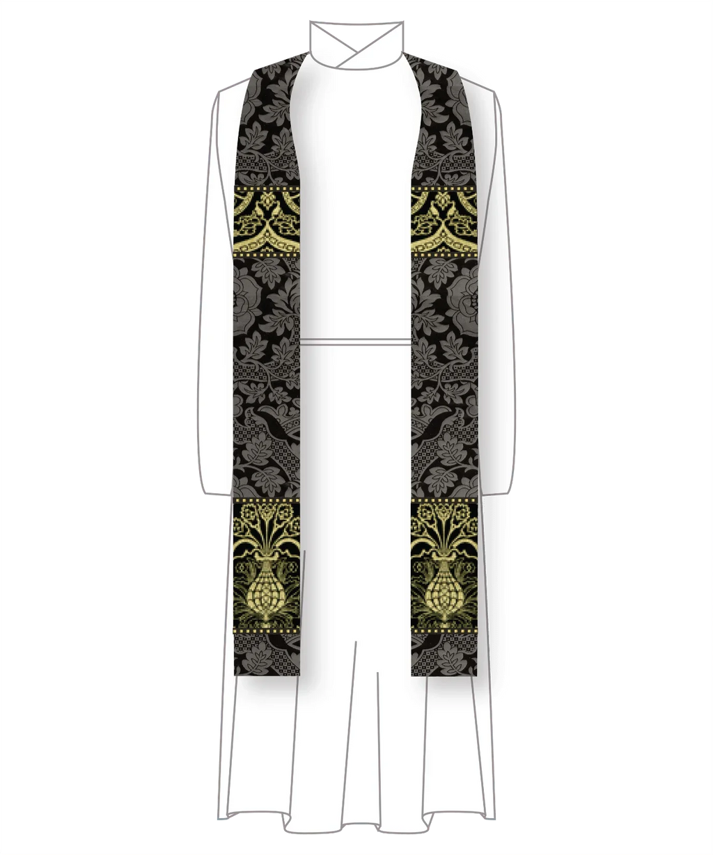 Black Gold Brocade Priest Stole | Black Gold Lent Priest Pastor Stole ...