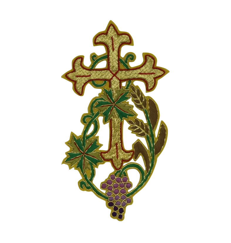 Gold Cross Applique w/ Wheat & Grapes for Clergy Vestments (All Sizes ...