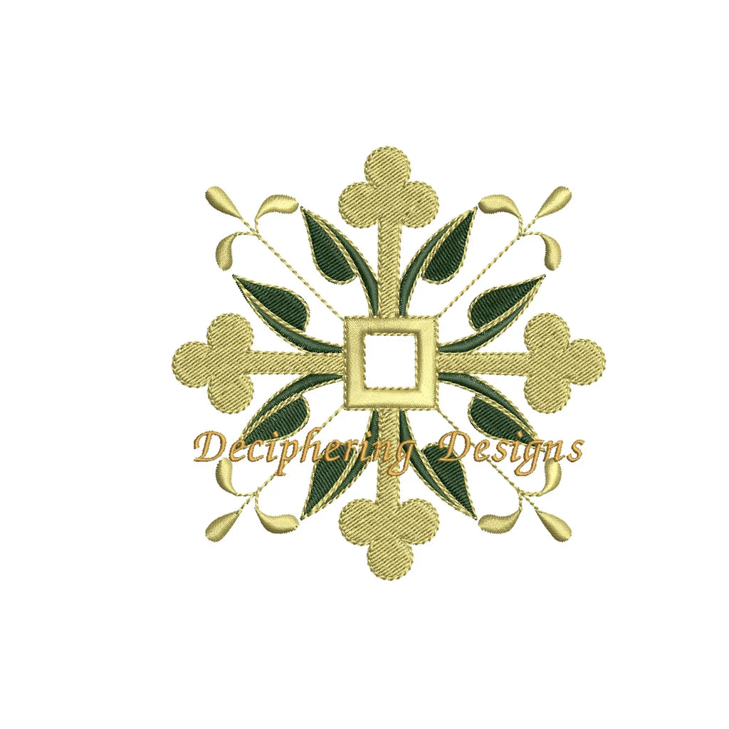 Green Cross Leaf Digital Embroidery Design | Cross Digital Design ...