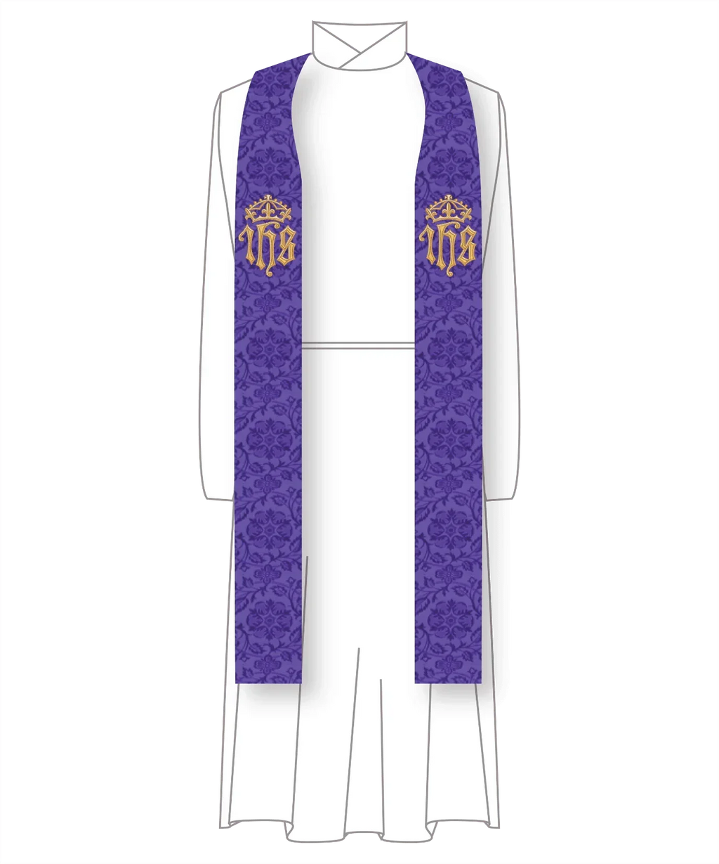 IHS and Crown Stole | Blue and Violet Advent Pastor Priest Stole ...