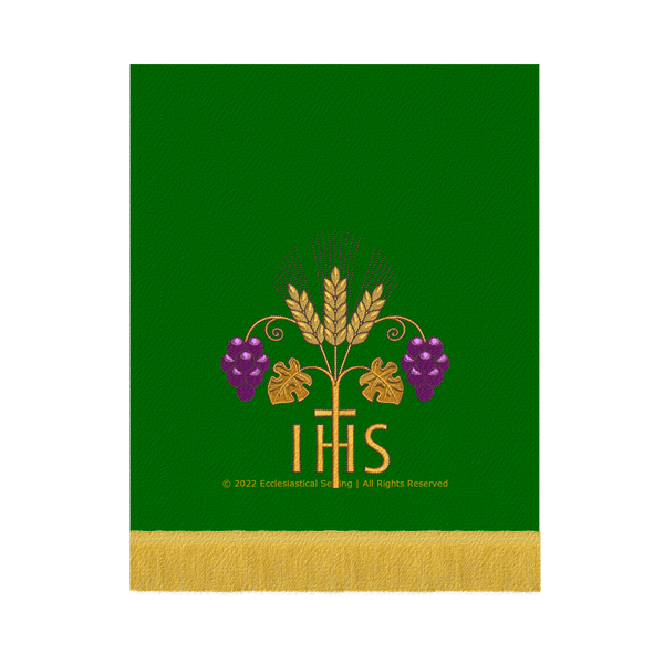 IHS Grapes Embroidered Green Pulpit Fall | Green Trinity Pulpit Fall