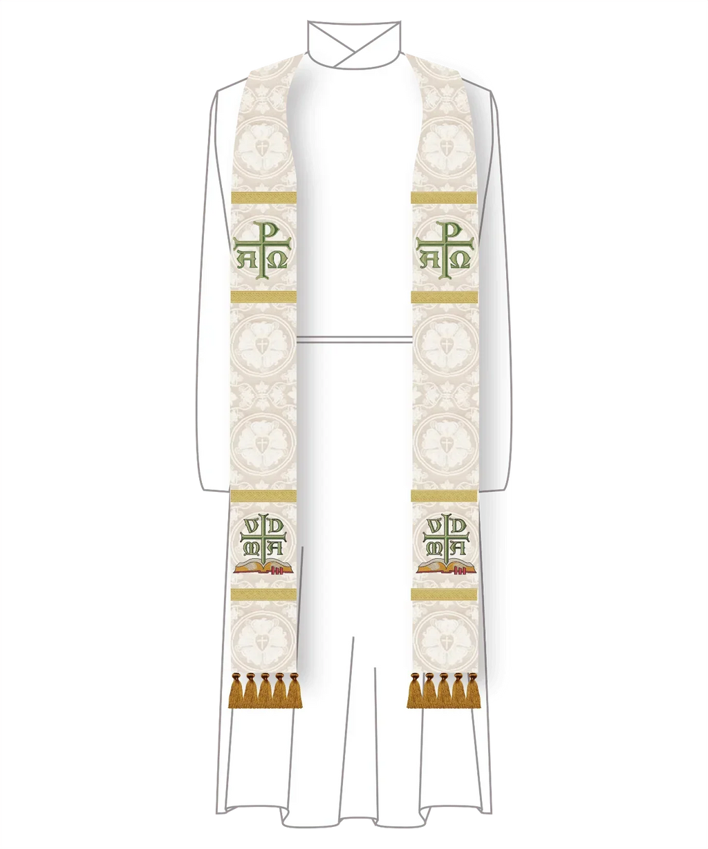 Ivory Chi Rho VDMA Stole | Pastor Priest Ivory Stole – Ecclesiastical ...
