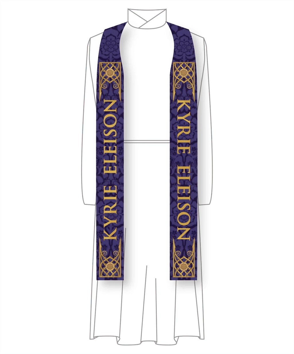 Holy Week Kyrie Eleison Scarlet Violet Stole Lent Liturgical Vestment ...
