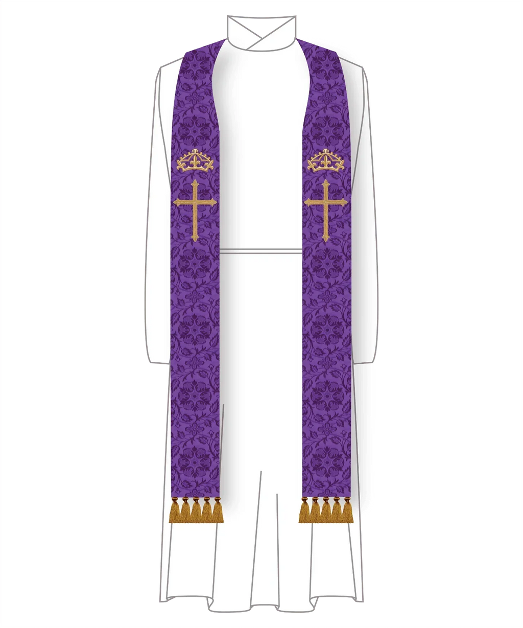 Latin Cross and Crown Stole | Blue and Violet Advent Stoles ...
