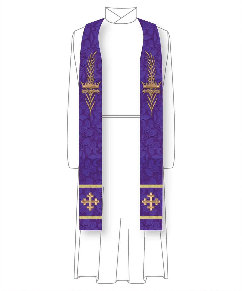 Lent Stole Gloria Advent | Palm Branch and Cross for Pastors Priest ...