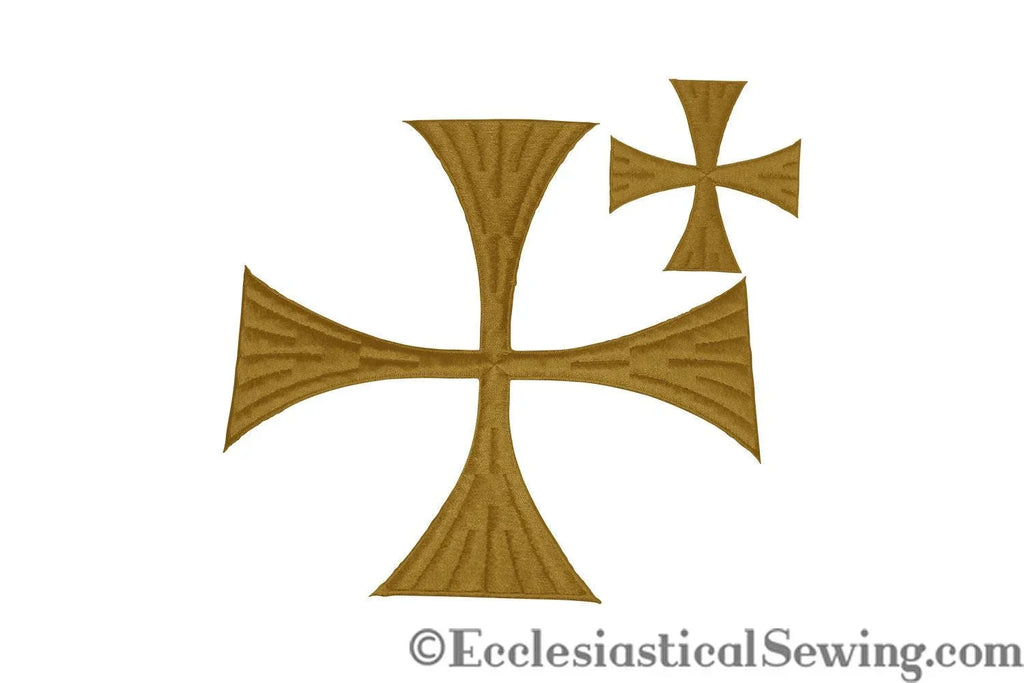 Bright Gold Rayon Cross Patee Iron On Applique Religious Cross stole ...