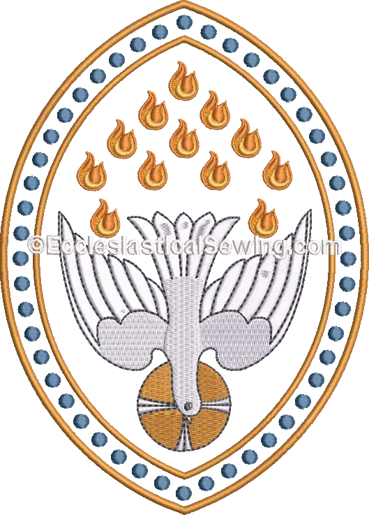 Pentecost Embroidery Dove Design w/ Oval Frame | Religious Embroidery ...