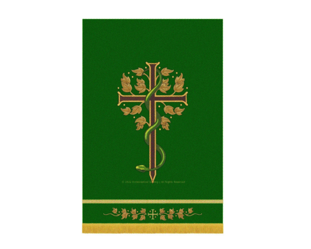 Sanctified Budded Cross Serpent Banner Design | Green Church Banner ...