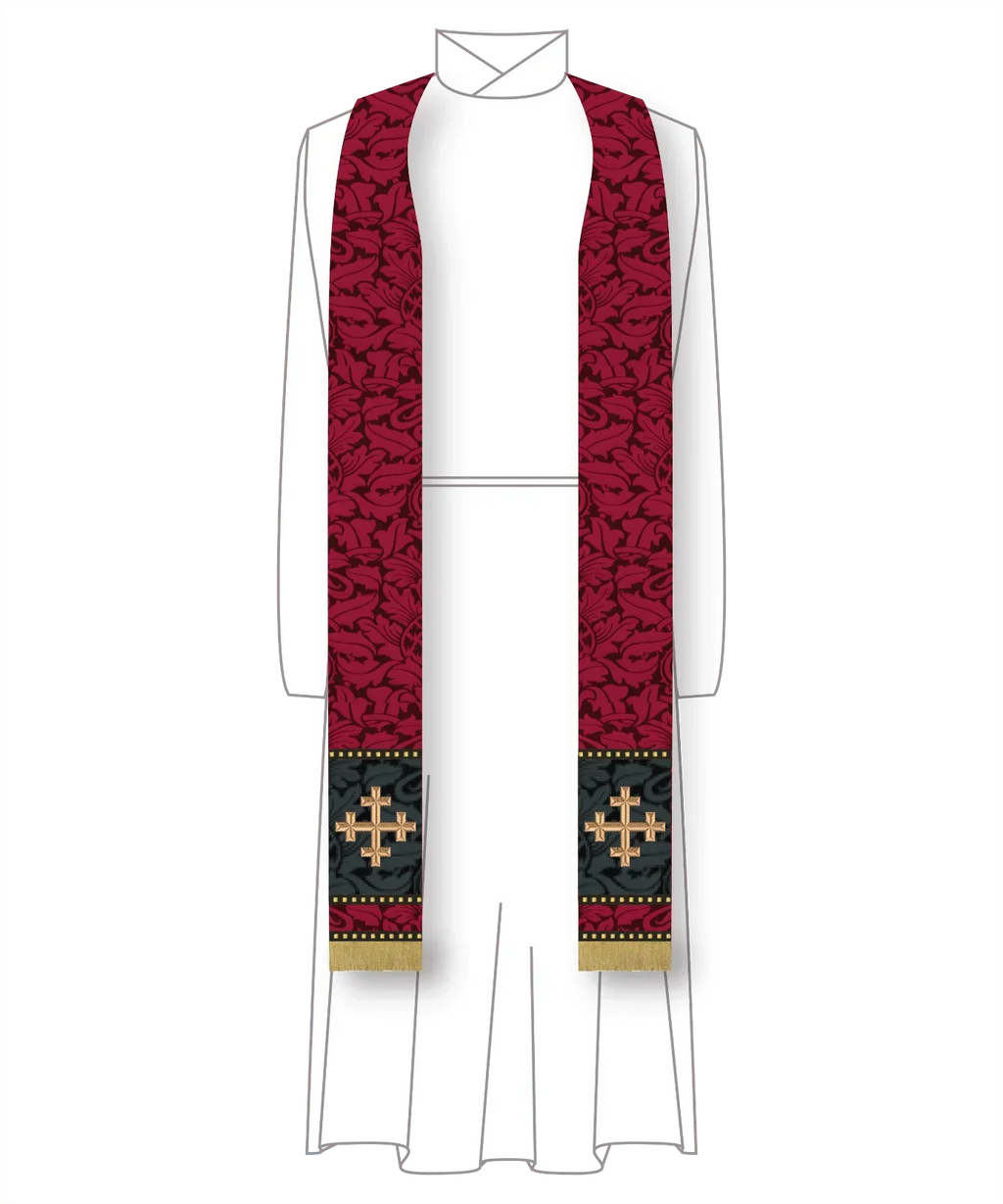 Scarlet Cross Priest Stole Passion | Oxblood Lent Passion Priest Stole ...