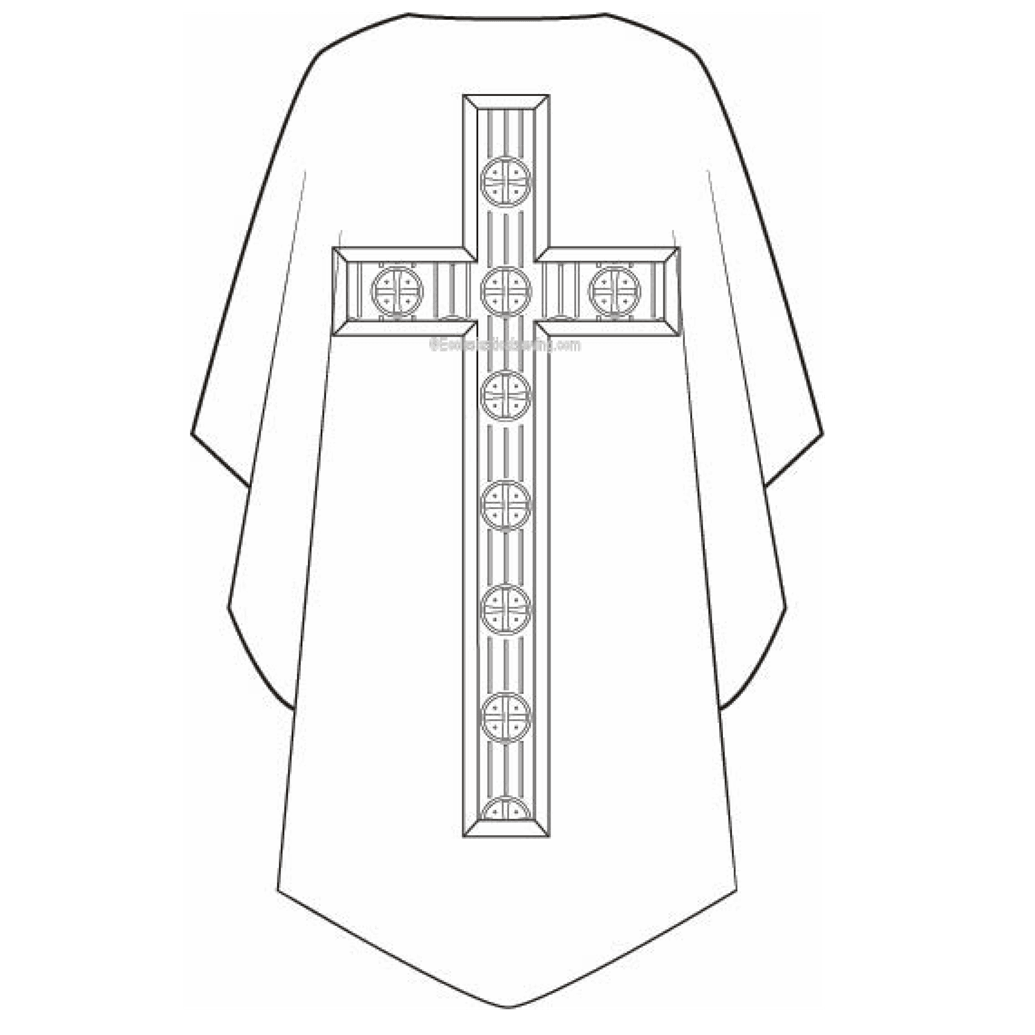 Semi-Gothic Cross Back Chasuble Pattern | Chasuble Pattern Style 3008