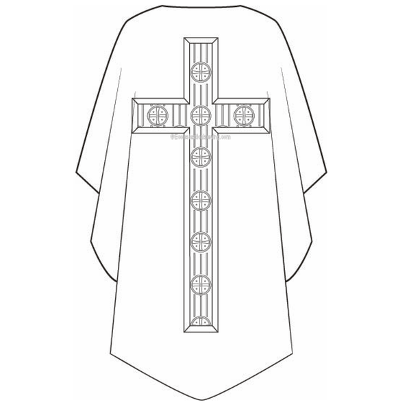 Semi-Gothic Cross Back Chasuble Pattern | Chasuble Pattern Style 3008