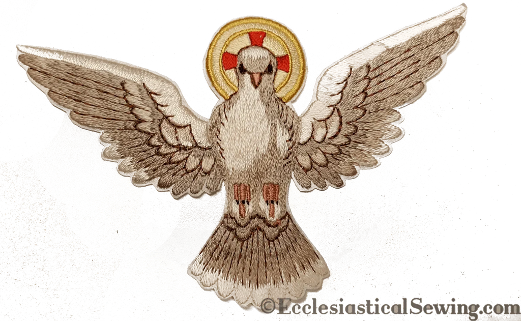 Silk Embroidered Dove Applique for Church Vestments | Ecclesiastical Sewing