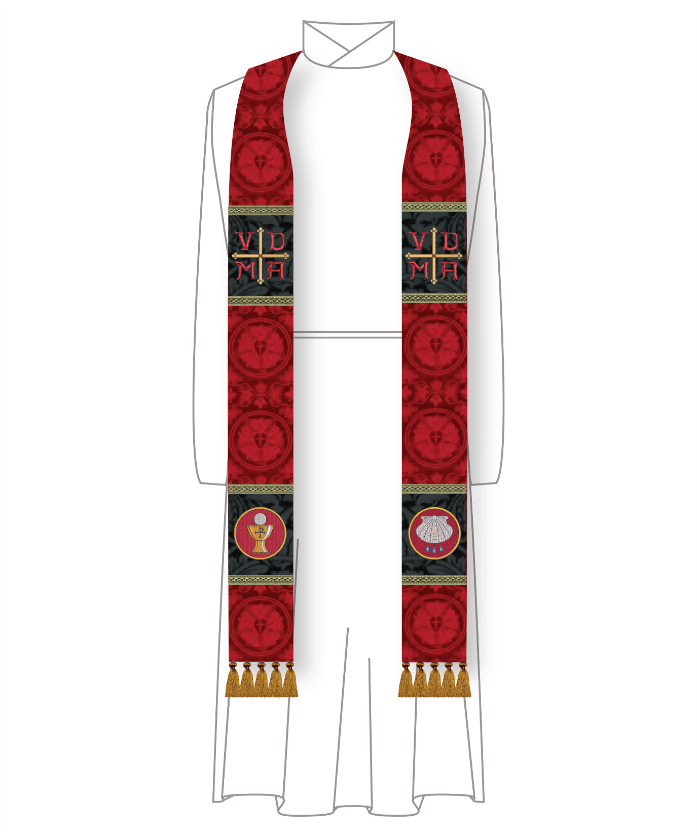 Lutheran Stole Style #1 | Luther Rose Brocade Liturgical Vestment ...