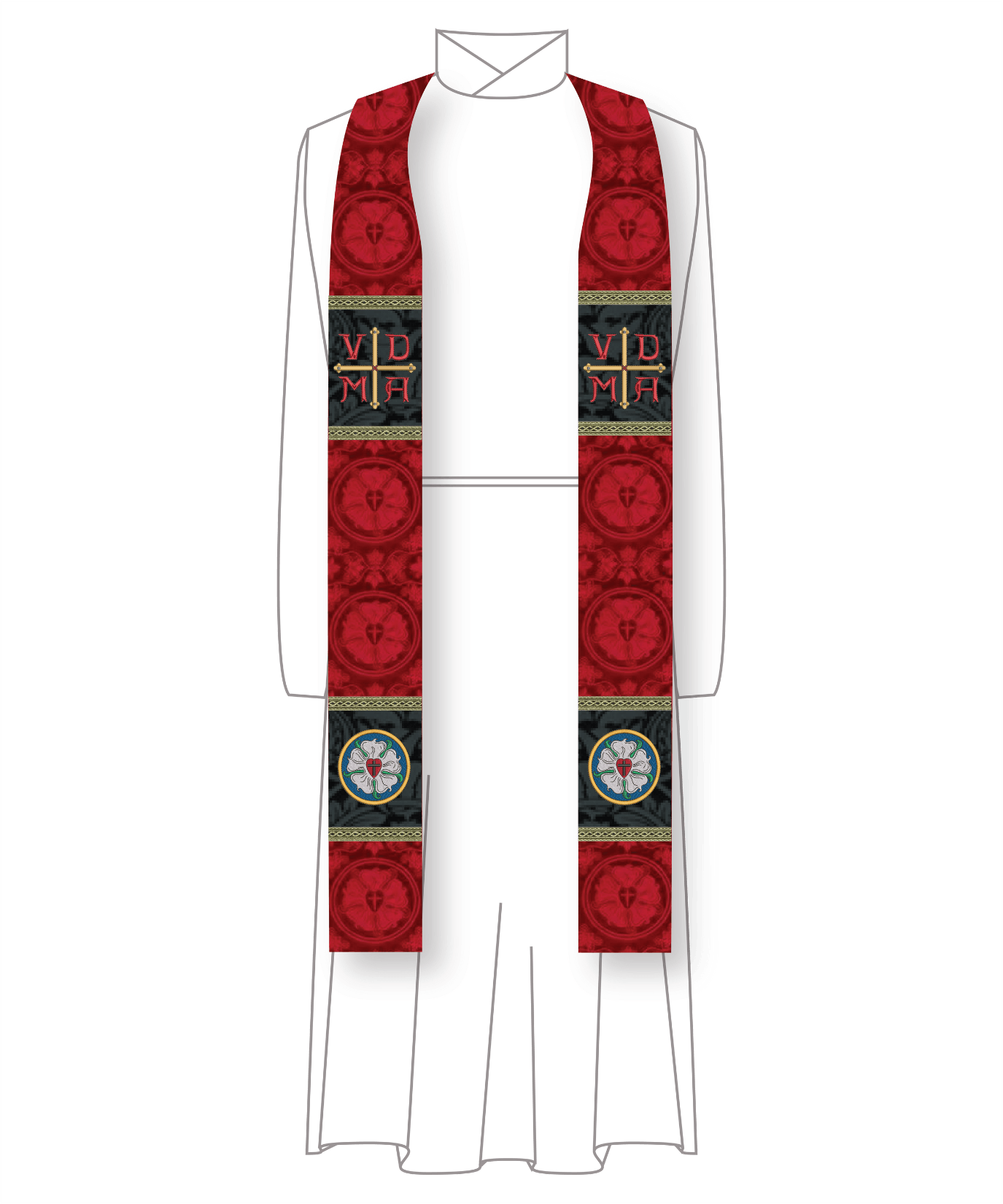 Lutheran Stole Style #1 | Luther Rose Brocade Liturgical Vestment ...