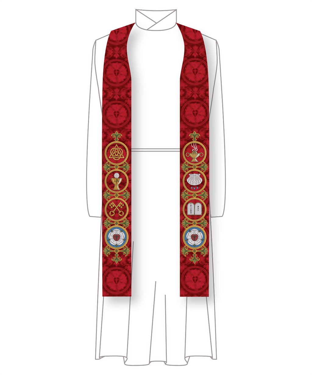 Reformation Stole Lutheran Clergy Stole Luther Rose Brocade (Style 3 ...