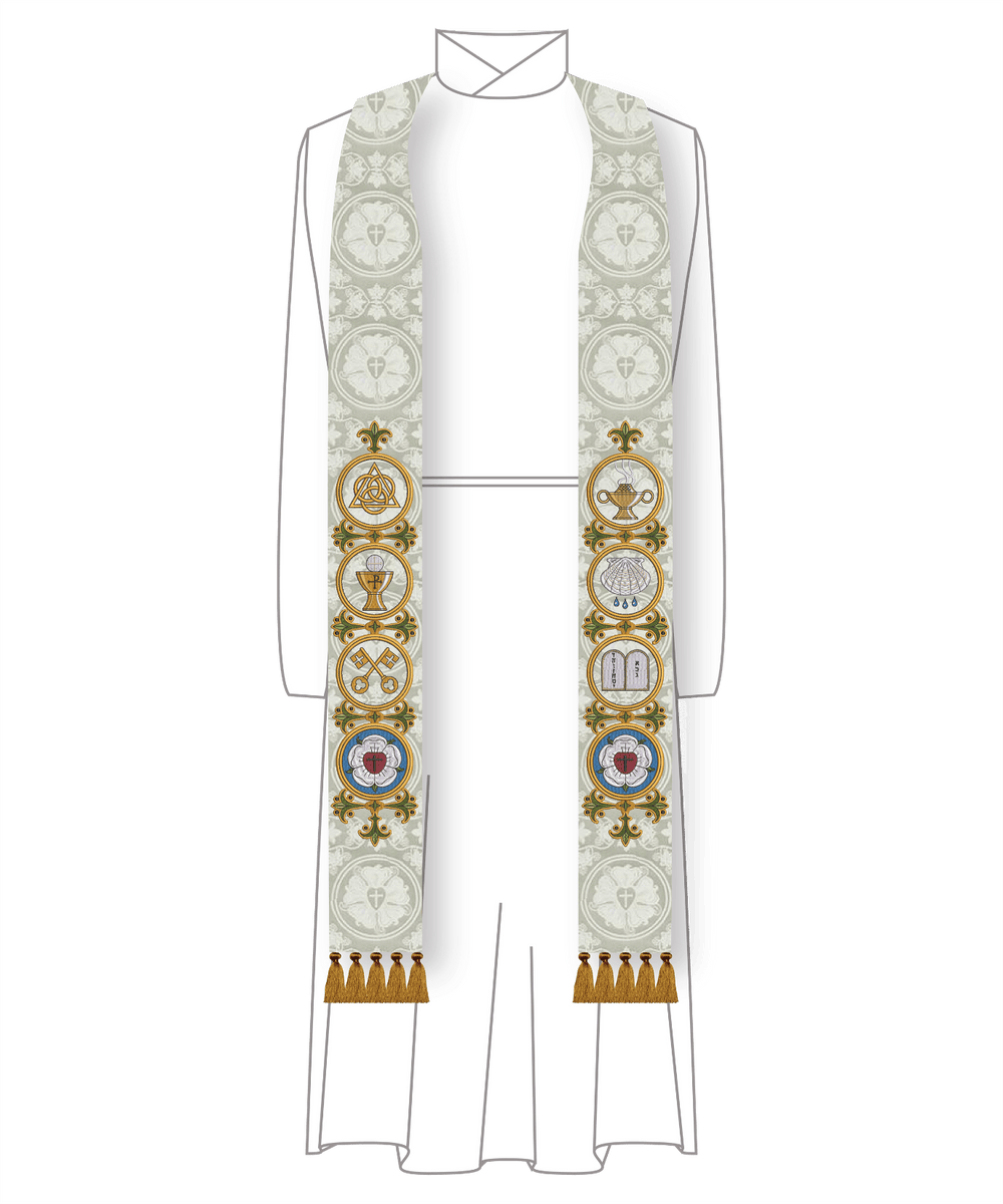 Reformation Stole Lutheran Clergy Stole Luther Rose Brocade (Style 3 ...