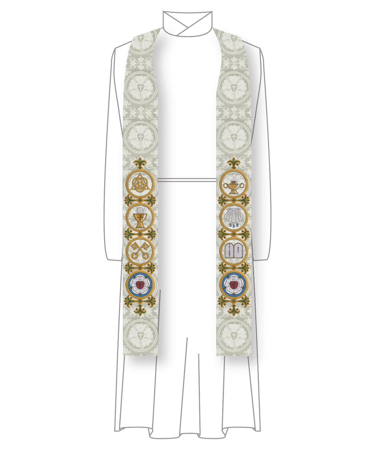 Reformation Stole Lutheran Clergy Stole Luther Rose Brocade (Style 3 ...