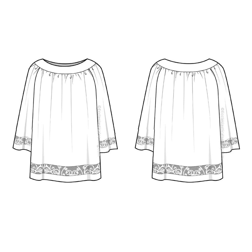 Altar Server Round Yoke Cotta Lace Insertion | Vestment Sewing Pattern ...