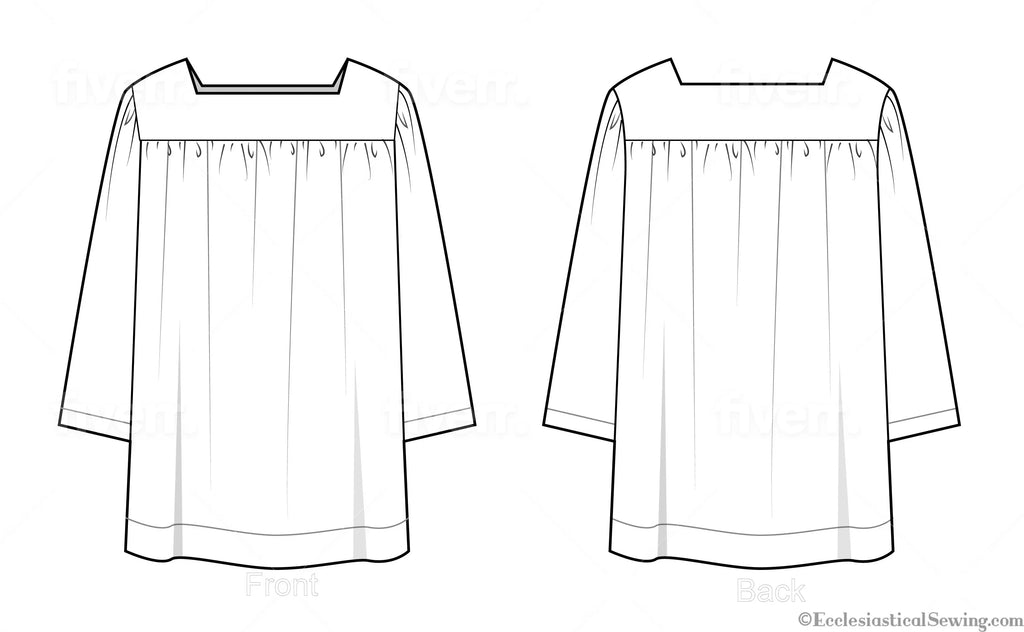 Square Yoke Cotta Pattern Plain Hem | Church Vestment Sewing Pattern ...