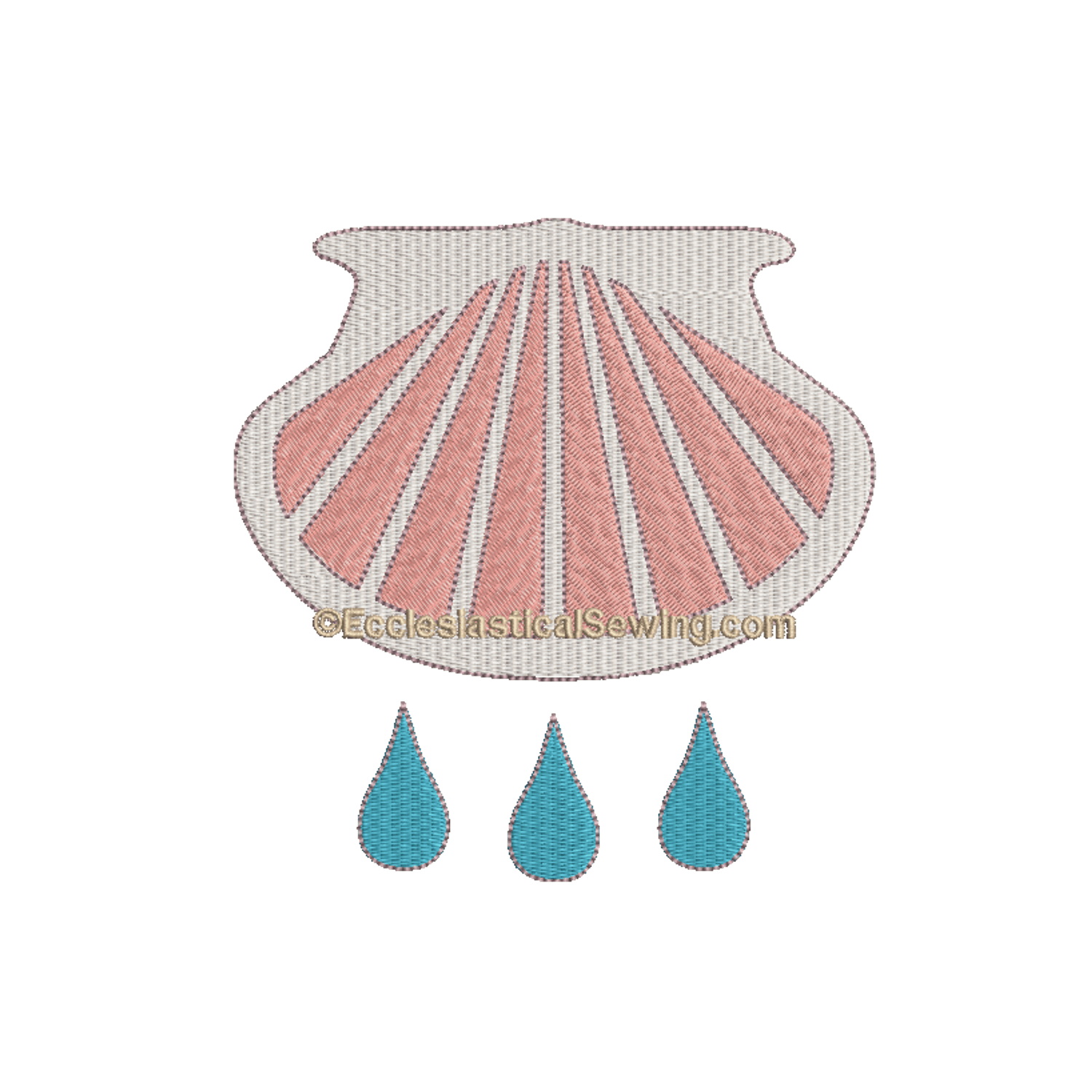 Stylized Baptism Shell Religious Embroidery | Digital Machine Embroide